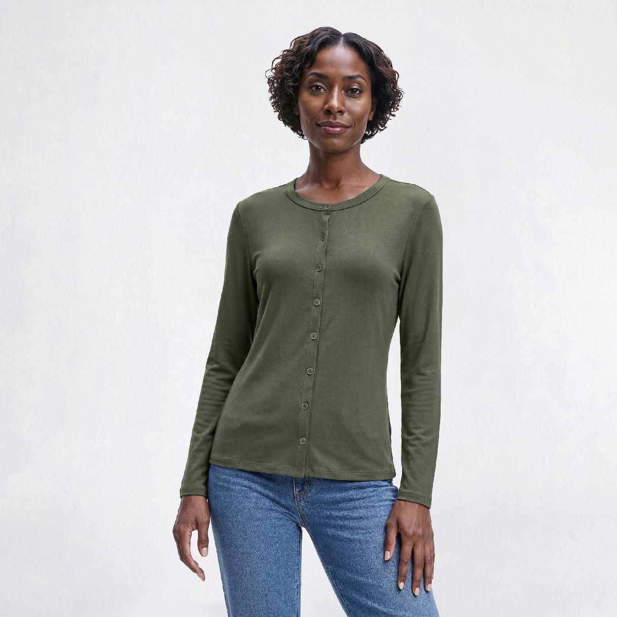 Click here for Womens Architect(R) Long Sleeve Button Front Tee prices